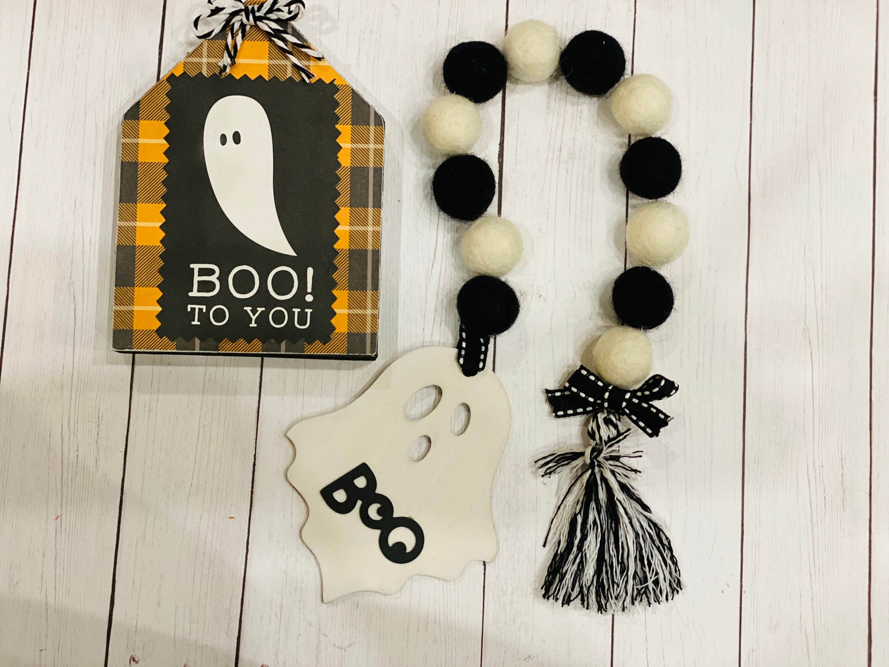 Boo Black and White Wool Halloween | Etsy