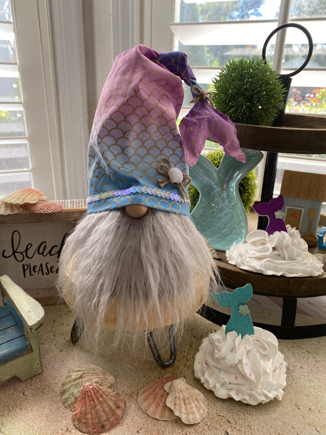 Mermaid Summer Gnome!!*summerdecor*seadecor*seashells*tieredtray ...