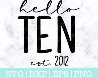 Tenth Birthday Svg | Etsy