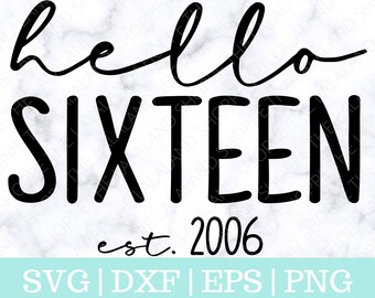 Hello 16 Svg - Etsy