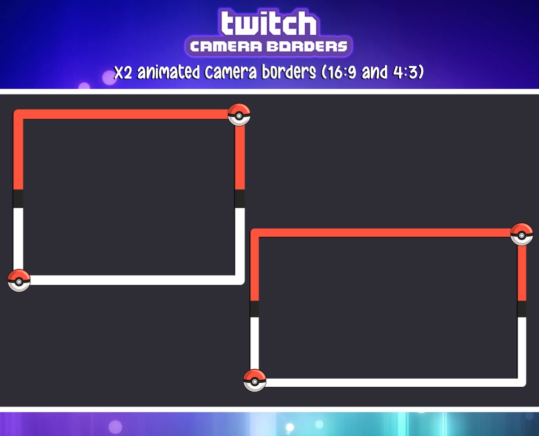 ANIMATED Pokemon Camera Borders Pack - Cute Pokeball - Twitch and Obs Stream Labs, Overlay ...