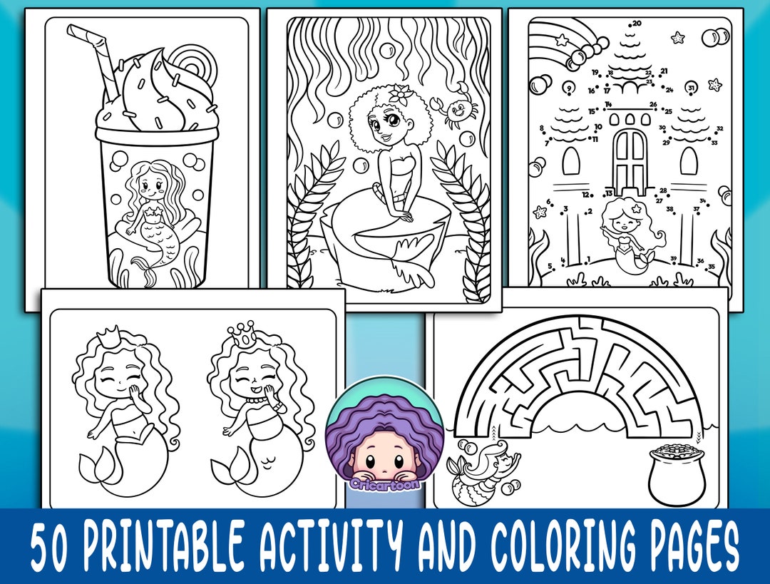 Mermaid Coloring & Activity Pages, 50 Printable Mermaid Coloring Pages ...