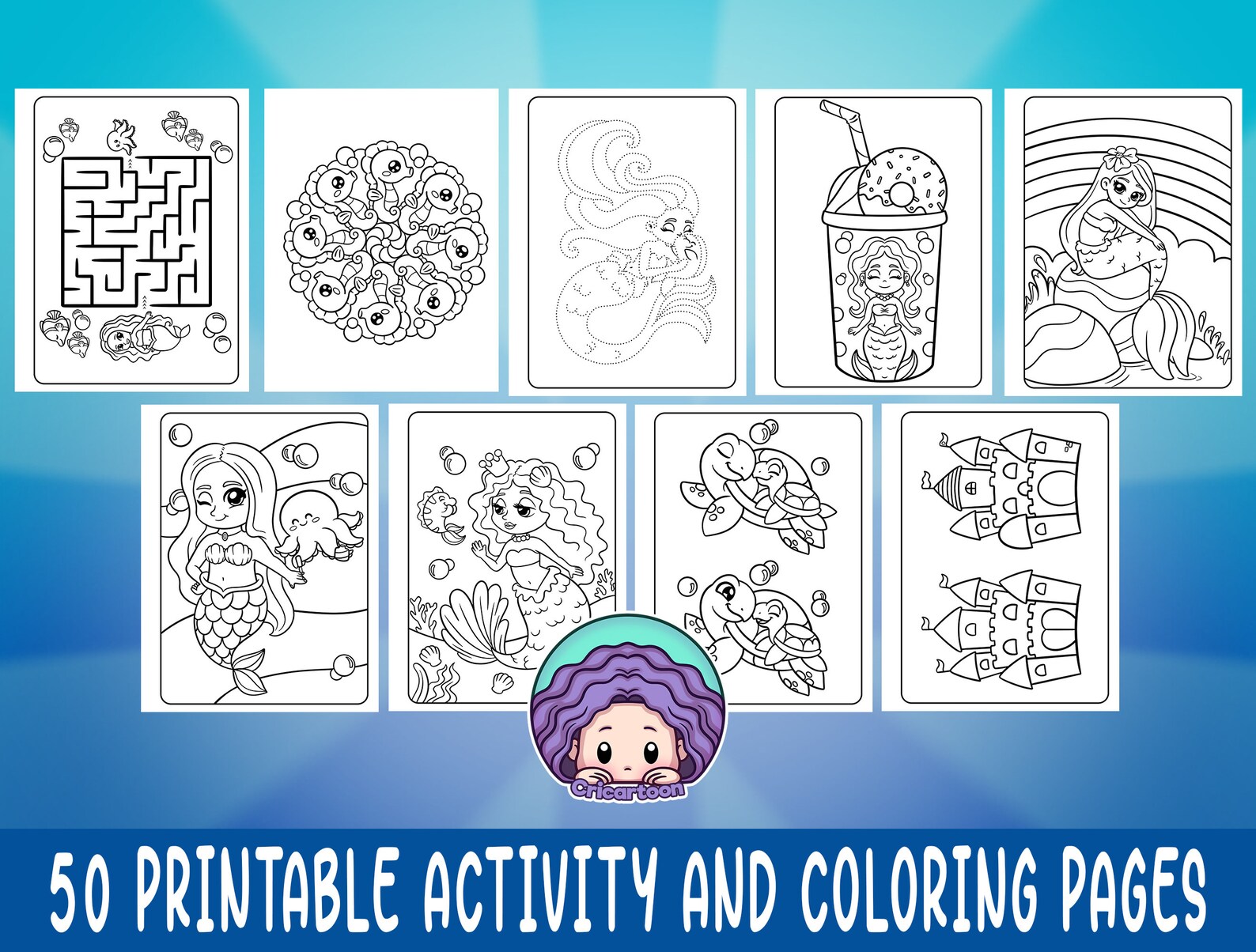 Mermaid Coloring & Activity Pages, 50 Printable Mermaid Coloring Pages ...