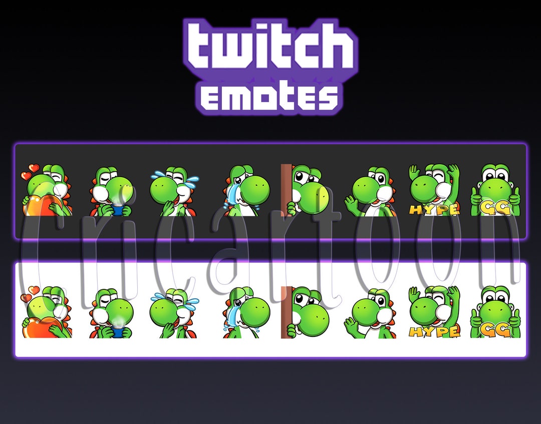 Cute Yoshi Hi, Waving, Hype, Lurk, Heart, GG, Good Game Sip, Cry, Sigh ...