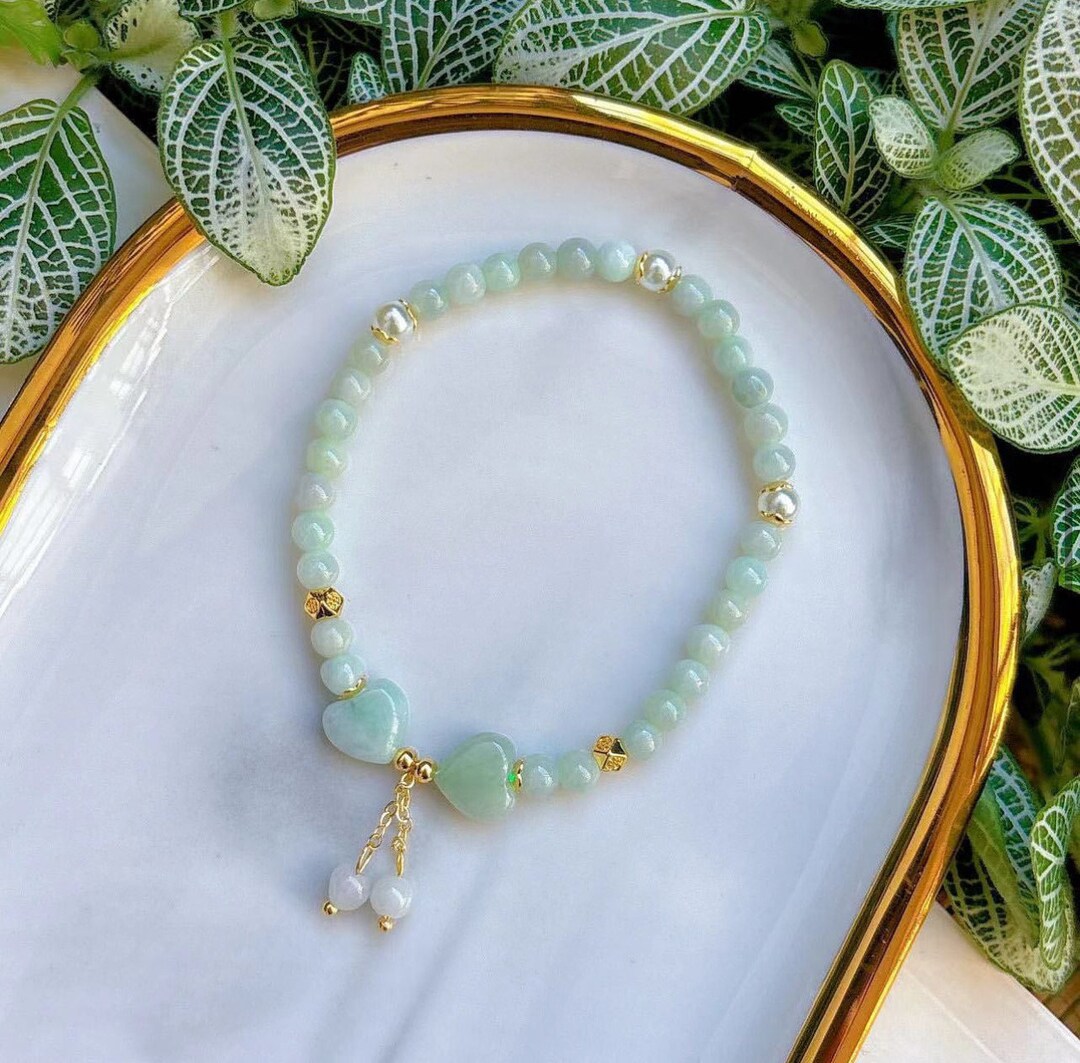 Green Jade Charm Bracelet, Jadeite Bracelet - Etsy