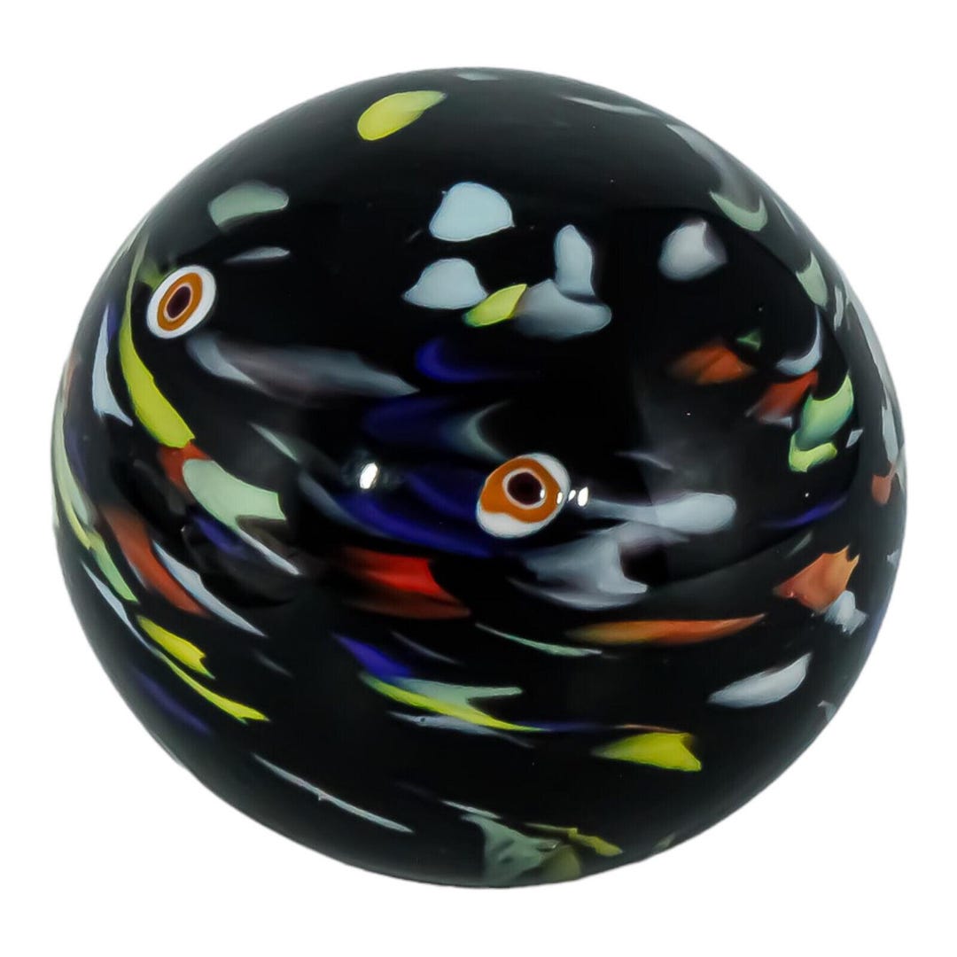 Murano Glass Paperweight Art Glass Black Multi Coloured Handmade ...