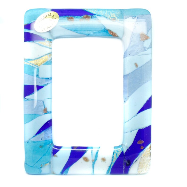 Murano Glass Photo Frame Blue Gold White 16cm X 12cm Freestanding - Etsy