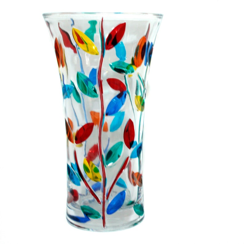 Murano Glass Vase Multi Coloured Flower Floral Handmade 21cm - Etsy