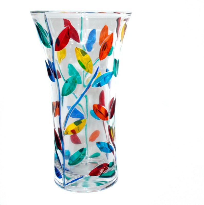 Murano Glass Vase Multi Coloured Flower Floral Handmade 21cm - Etsy