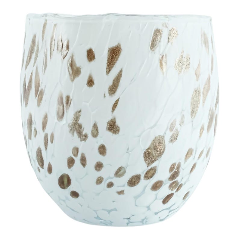 Murano Glass Drinking Tumbler White Bronze Handmade Millefiori 10cm ...