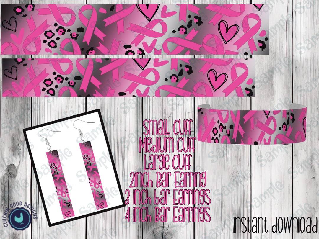 Cuff Bracelets, Bar Earrings, MSS, Cancer, Breast Cancer, Heart, Pink ...