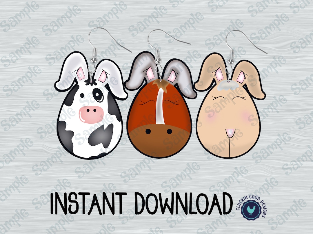 Easter Egg With Bunny Ears, GG, Cow,horse, Sheep, Bunny Ears, Farm ...