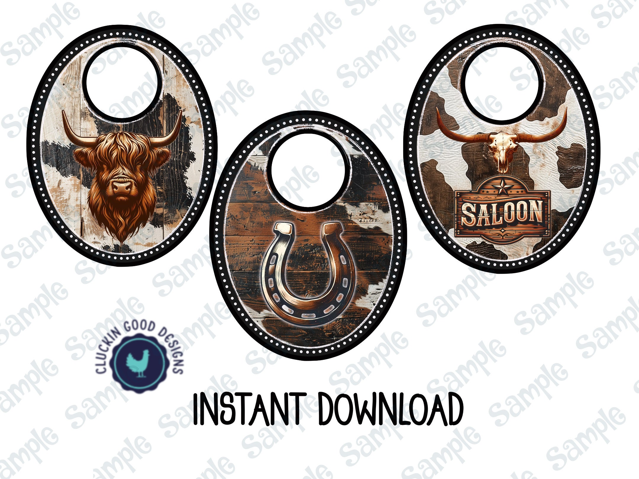 Oval Leather Earrings, GG, Cow Print, Western, Horseshoe, Bull Skull ...