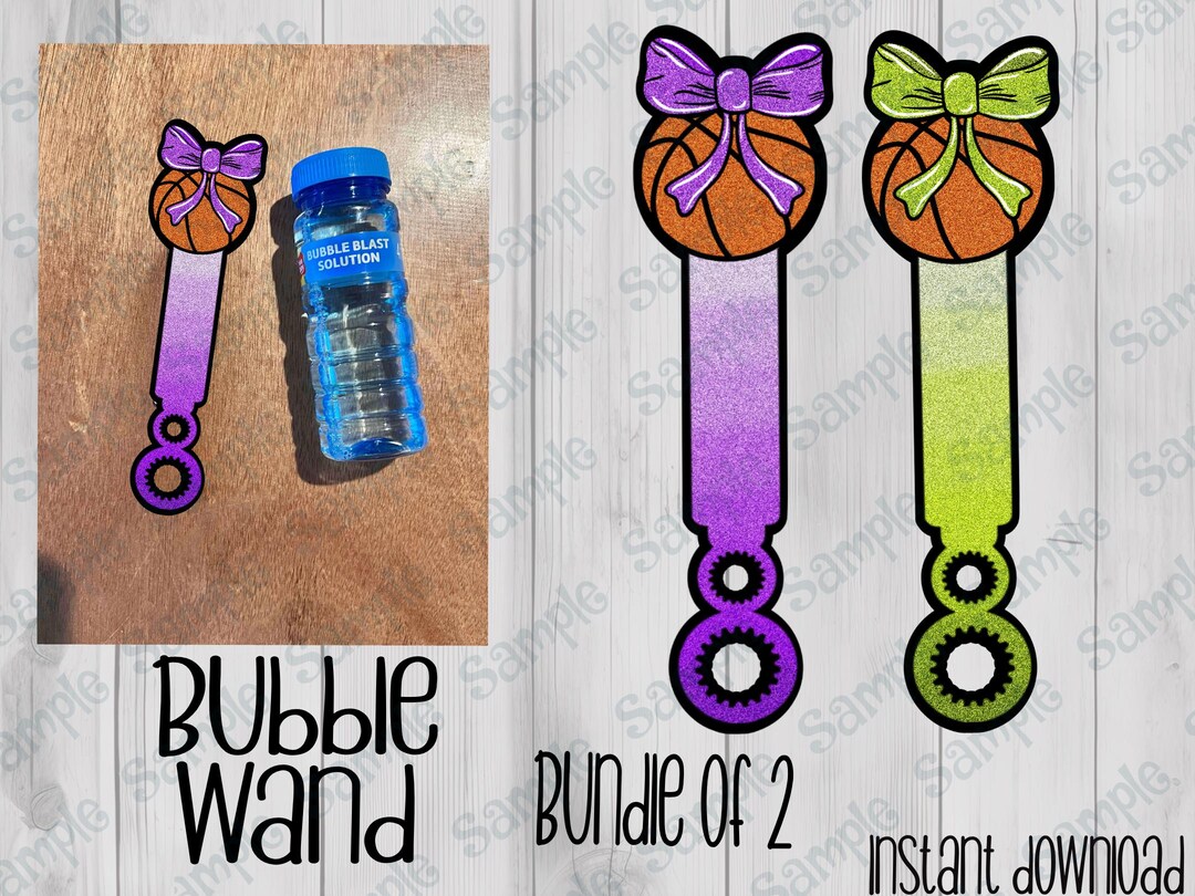 Bubble Wand, MSS, Basket Ball With a Bow,glitter, Pink, Teal ...