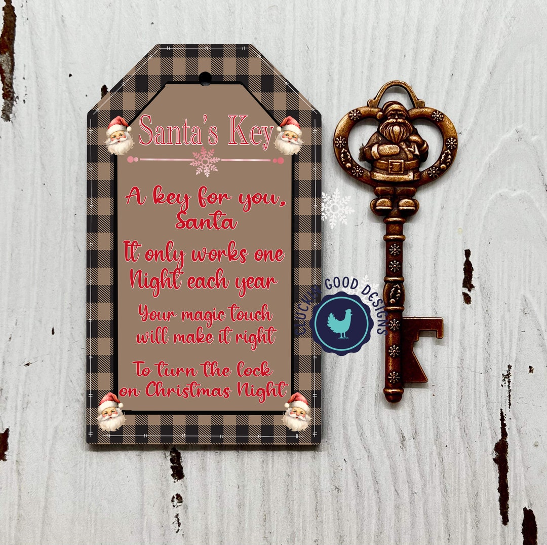 Santa Tag, Key, MSS, Santa Key, Png, Tan, Plaid, Christmas - Etsy