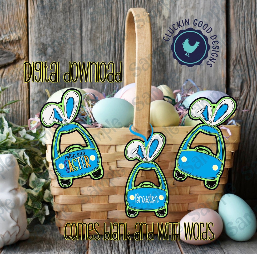 Bunny Car, MSS, Blue, Boy, Easter, Custom With Name, Rolling Into ...