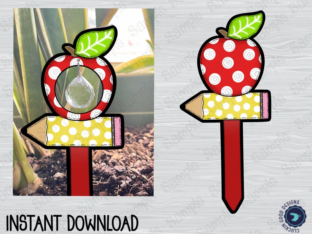 Apple Pencil Garden Stake, MSS, Apple, Teacher, School, Pencil, Garden ...