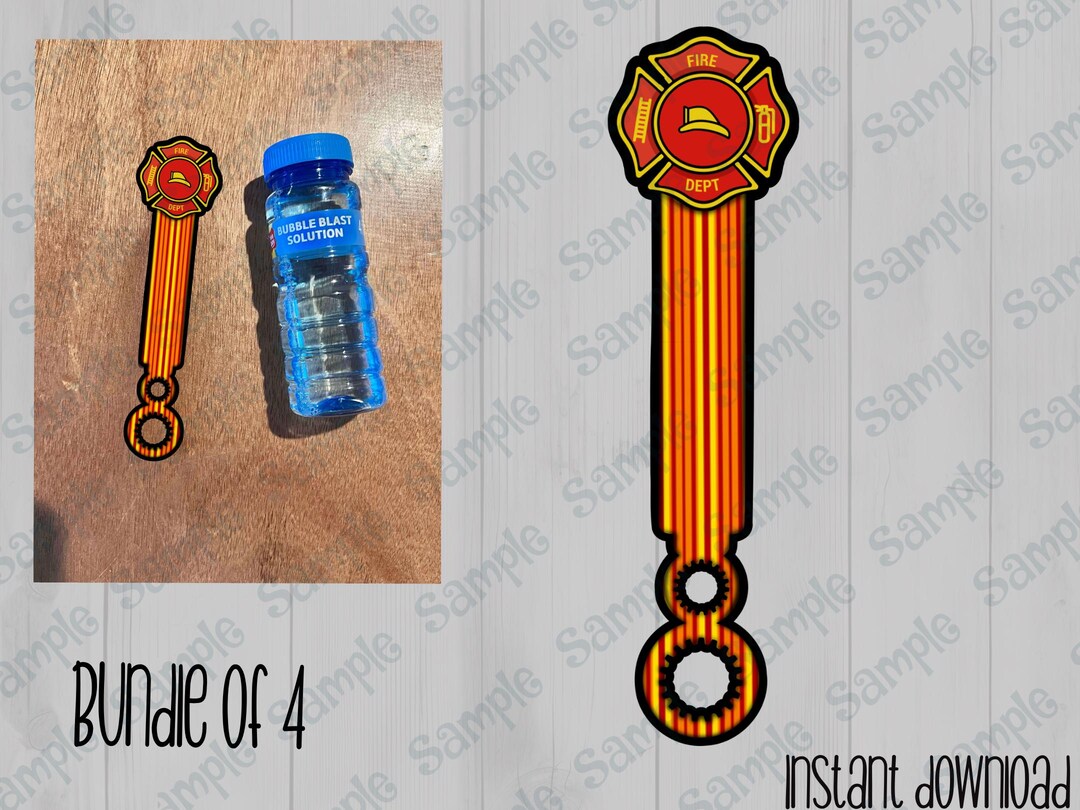 Bubble Wand, MSS, Firefighter, Badge, Firefighter Badge,bubbles,red ...