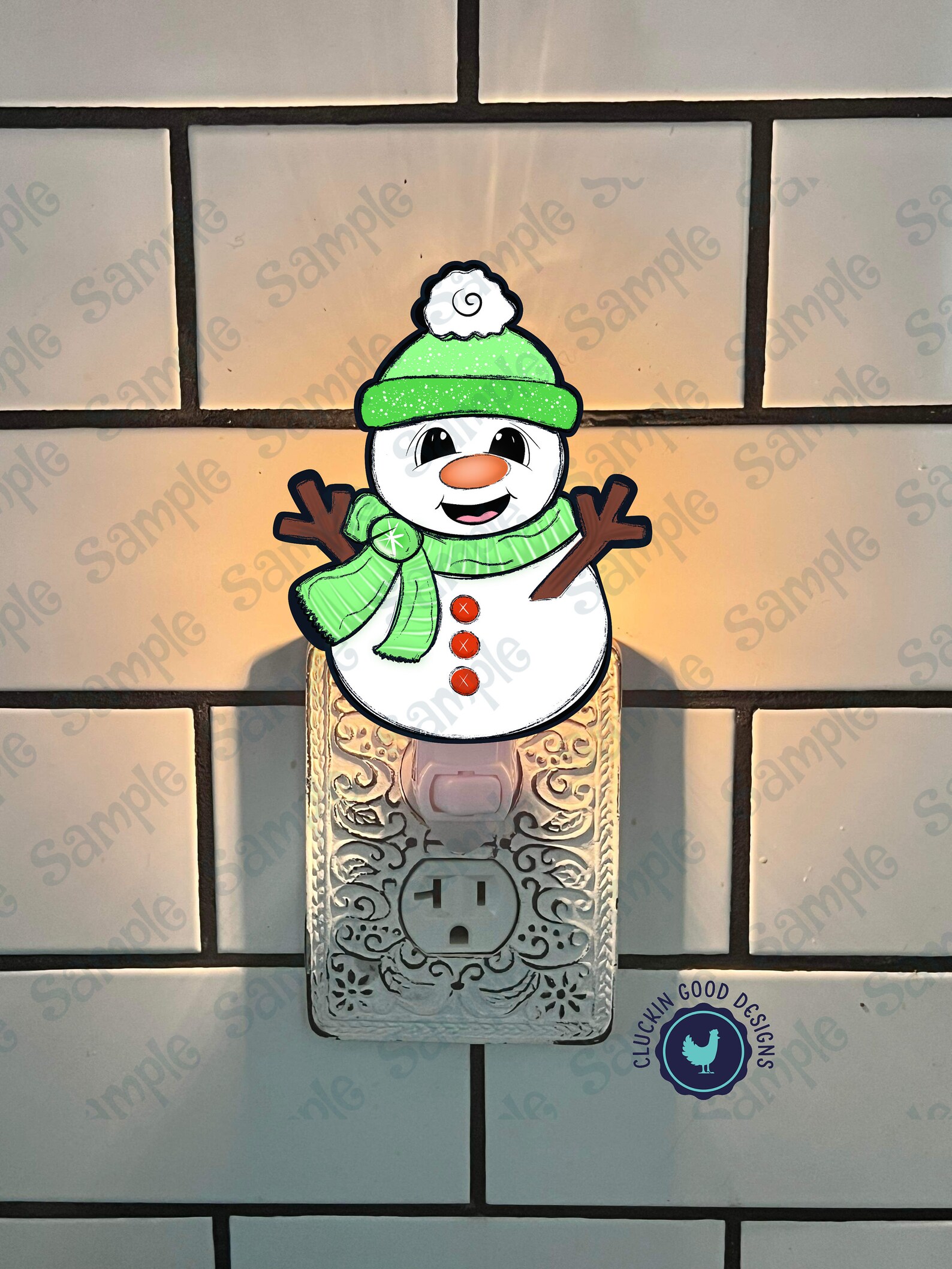Snowman, GG, Green, Door Hanger, Night Light, Bag, MDF, Digital ...