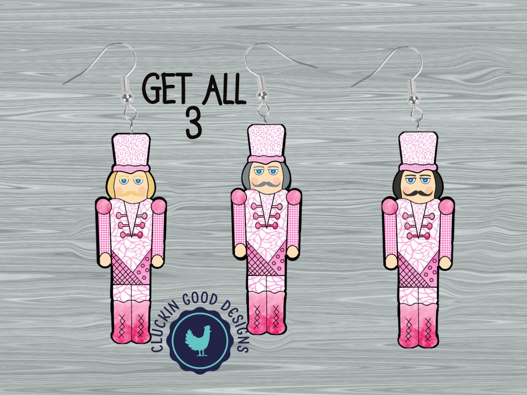 Nutcracker, Earrings, Dirty Bag, Breast Cancer, MDF, PNG - Etsy