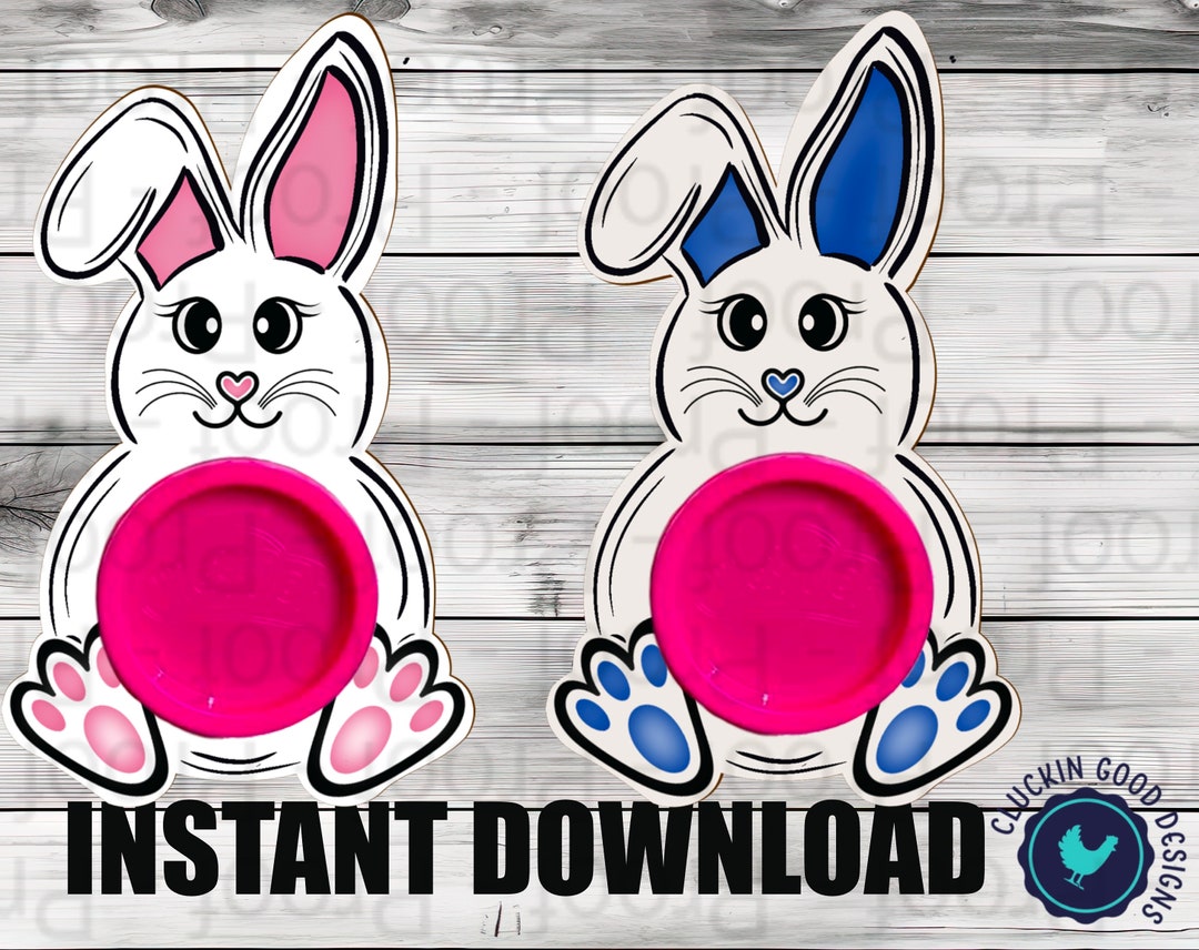 Bunny Play Doh Holder, MSS, Easter , Play Doh Holder, Blue, Pink ...