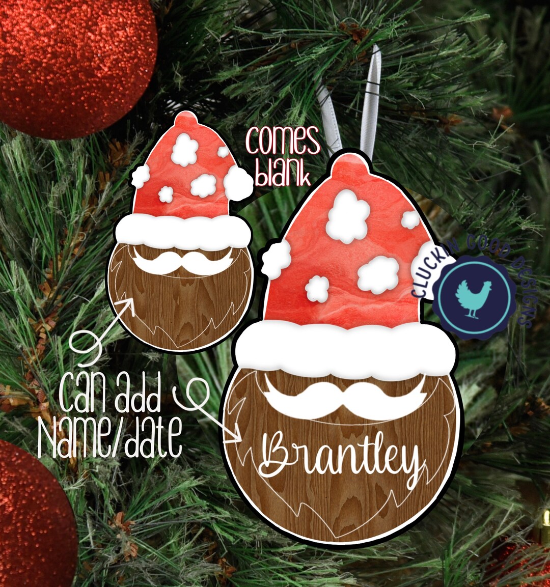 Santa With Bulb Shape,light Wood, GG, Santa, Christmas, Custom, Name ...