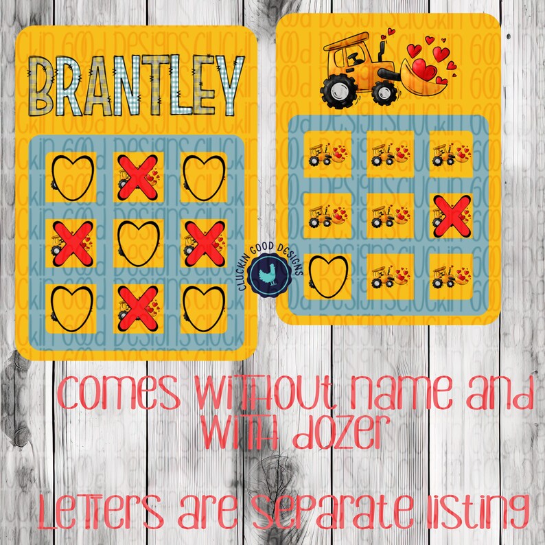 Valentines Tic Tac Toe Board, GG, Bulldozer, Instant Download, Digital ...