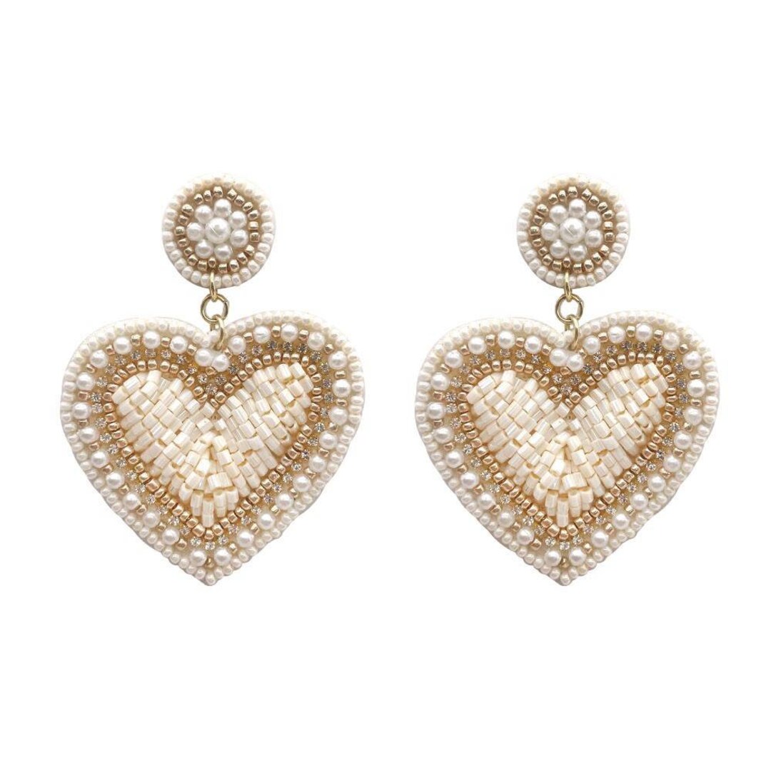 Heart Beaded Earrings Beaded Heart Shape Earrings Gift for - Etsy