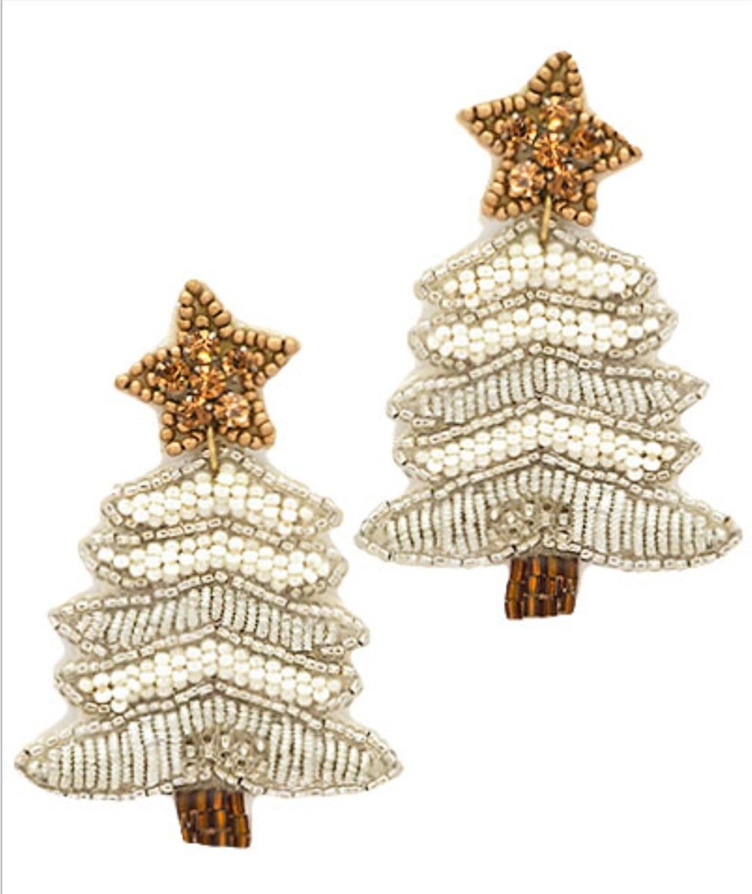 Handmade Beaded Christmas Tree Earrings, Beaded Christmas Earrings ...