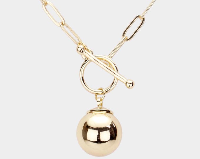 Metal Ball Pendant Toggle Necklace - Etsy