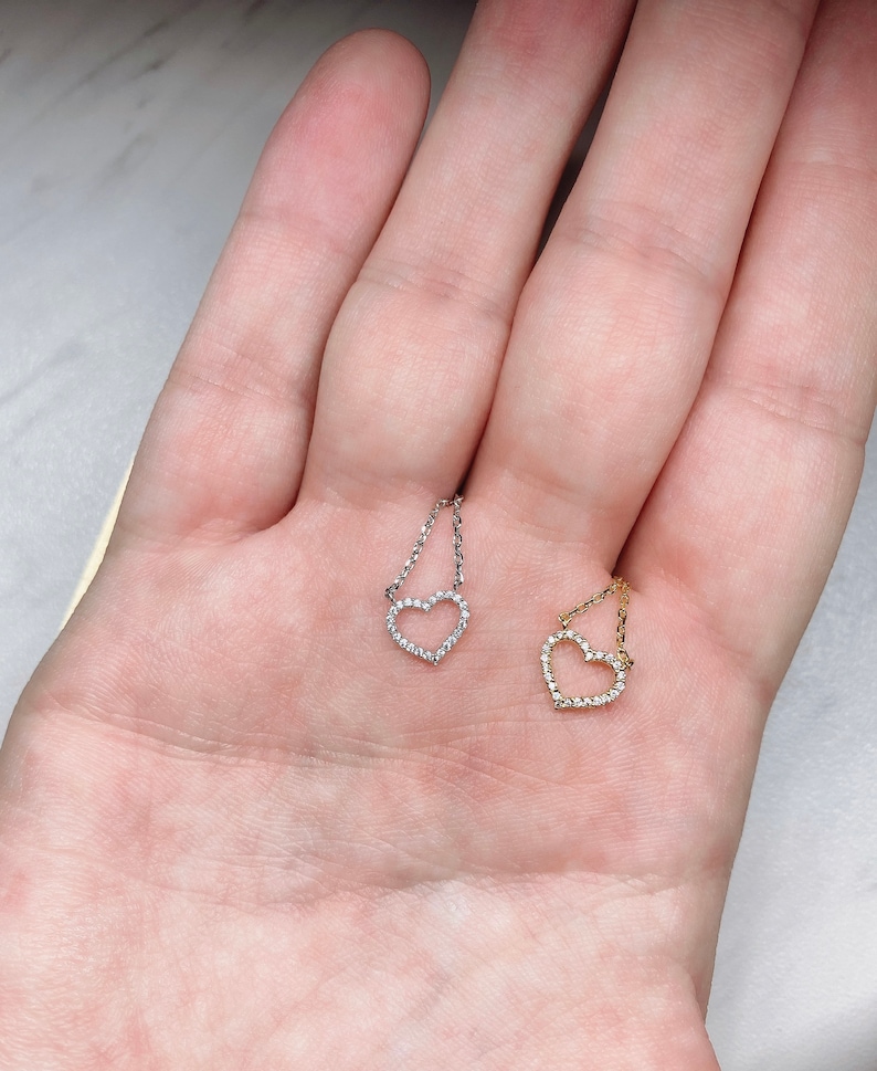 Cubic Zirconia Heart Hoop Pendant Necklace - Etsy