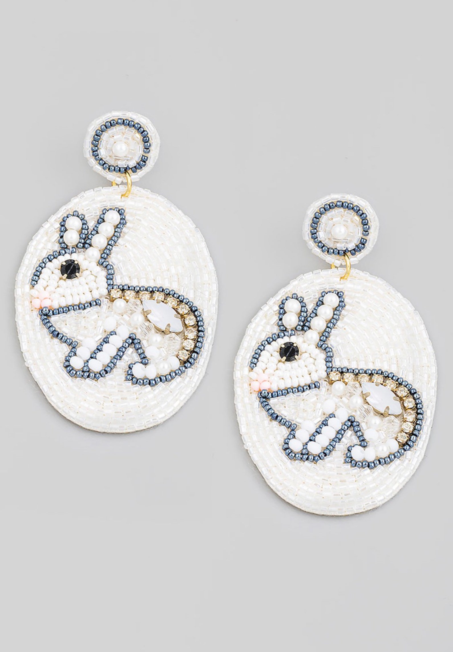 New! Easter Bunny Earrings, Beaded Bunny Earrings, Bunny Earrings ...