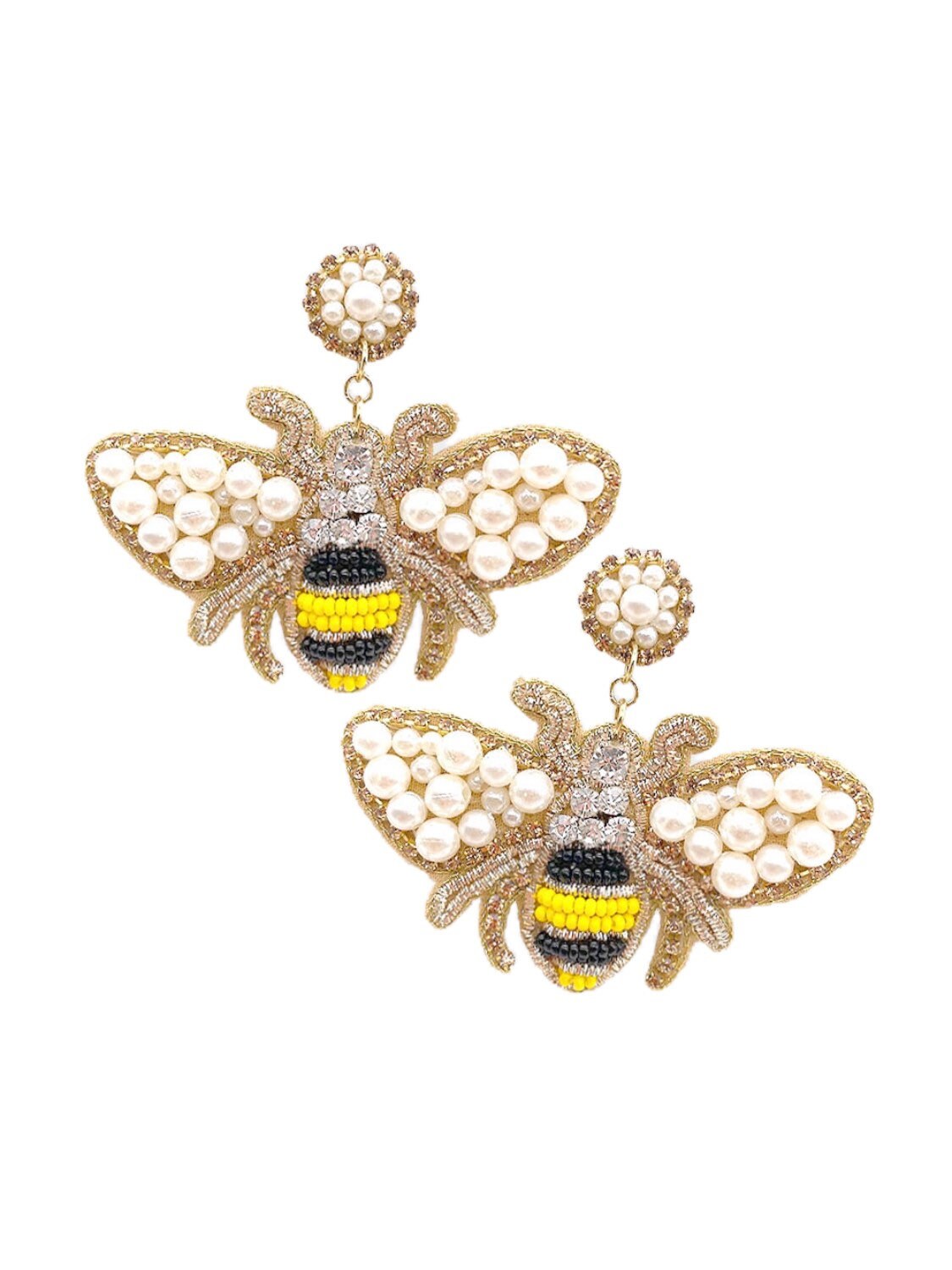 Bumblebee Multi Beaded Earrings Pearl Bumblebee Earrings - Etsy Australia