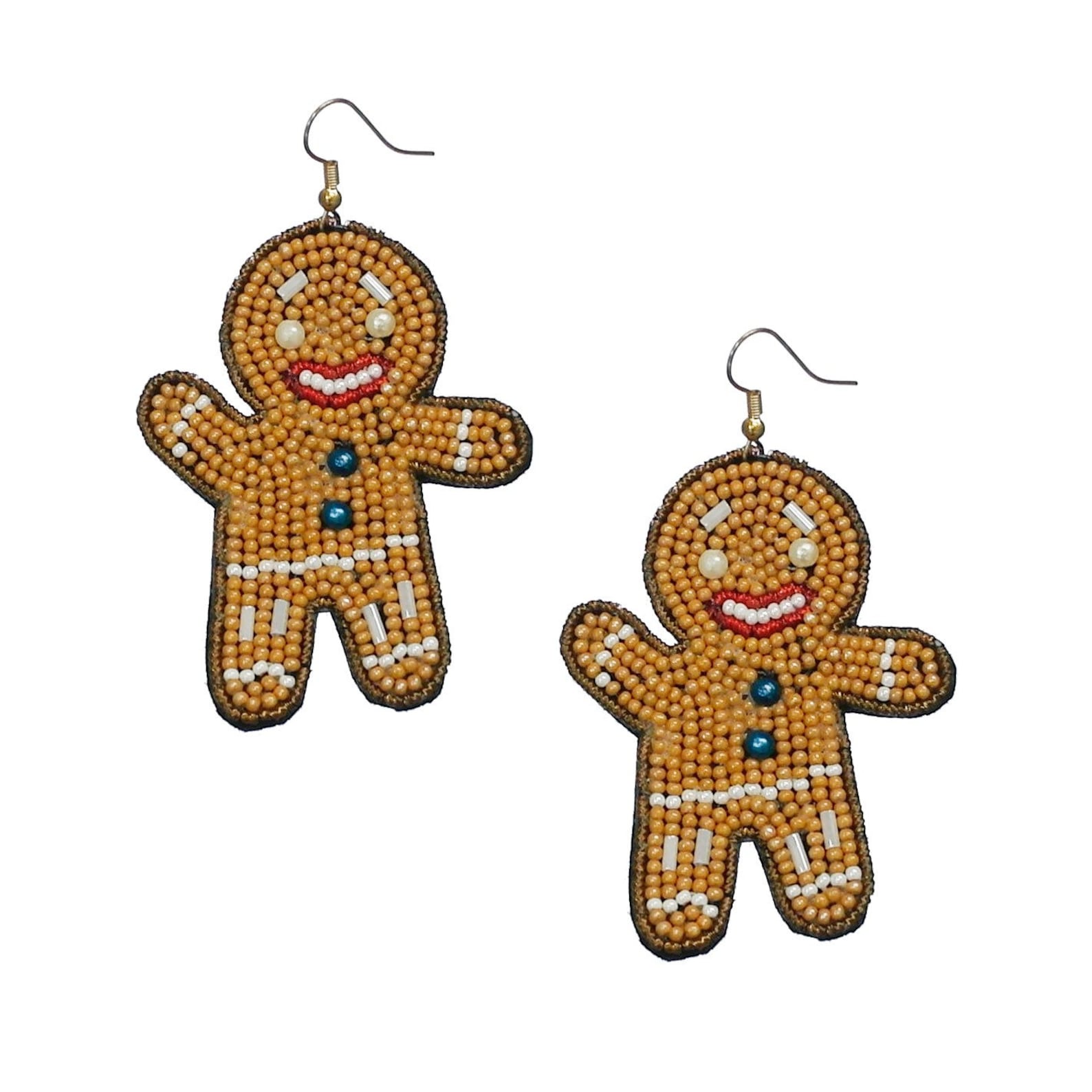 Beaded Gingerbread Drop Earrings Gingerbread Man Earrings - Etsy