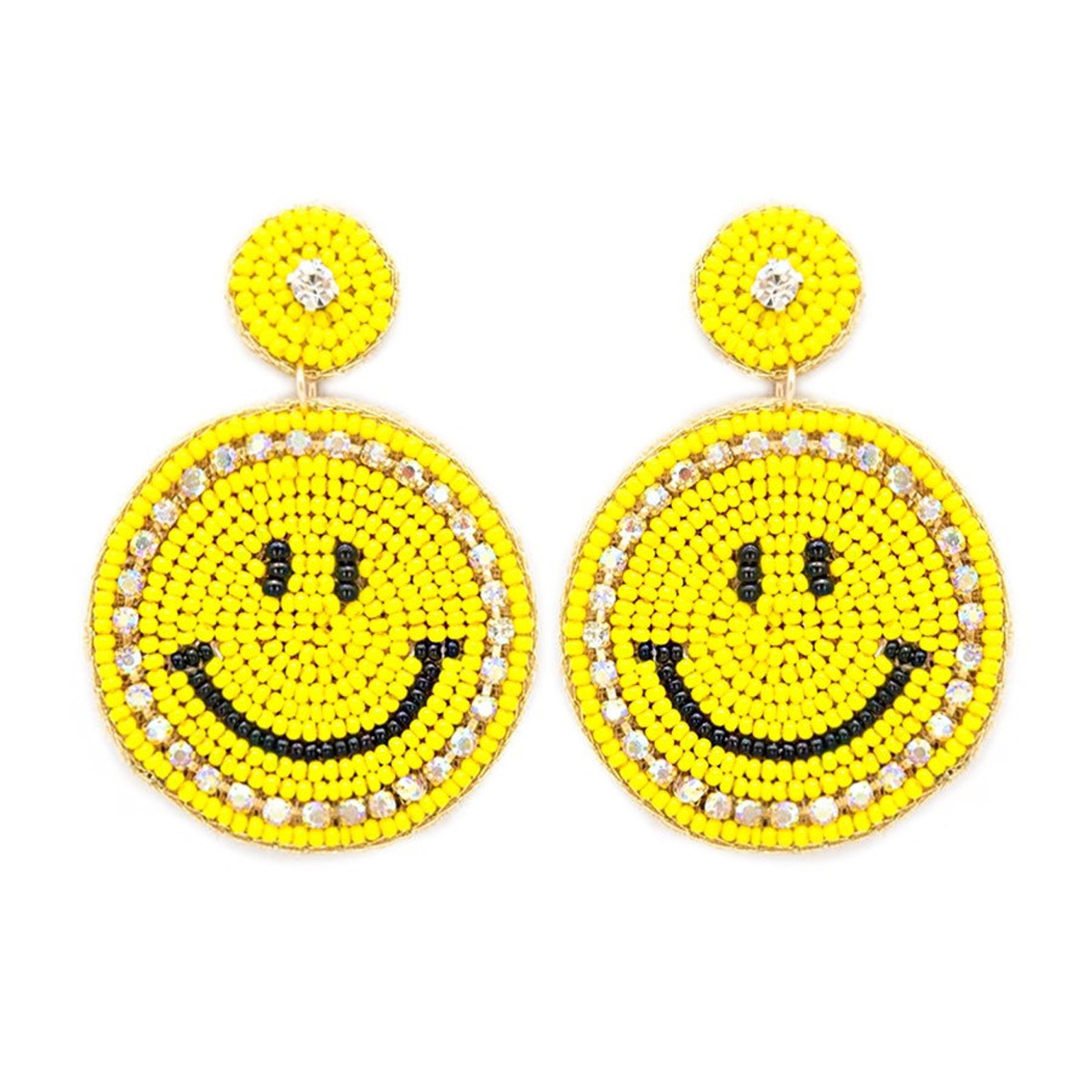 New Smile Face Beaded Dangle Earrings, Smile Face Earrings, Gift for ...