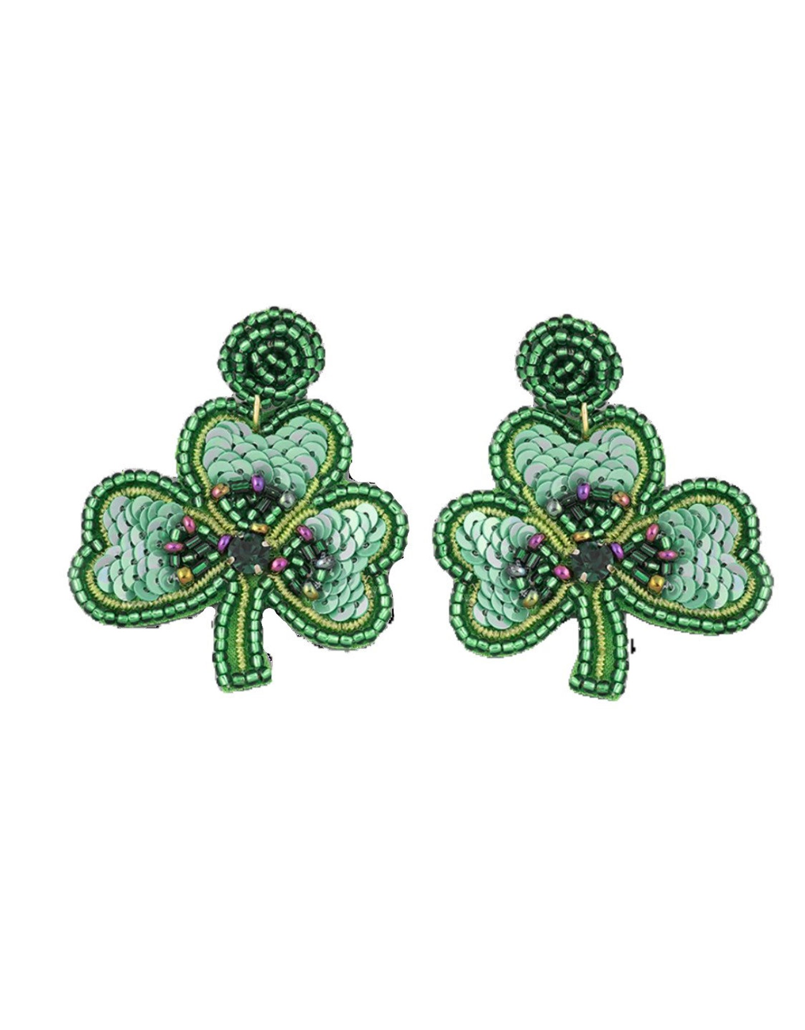 St Patrick’s Day Earrings, Shamrock Earrings, Beaded Shamrock Earrings ...