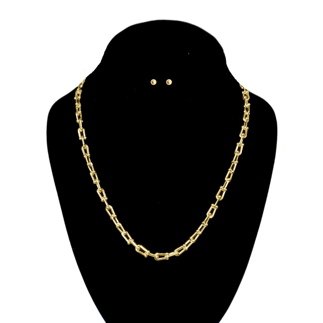 Skinny U-shape Link Chain Necklace With Earrings - Etsy