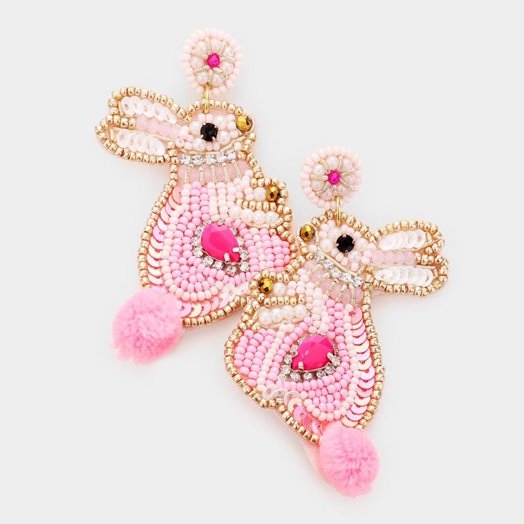 Beaded Easter Bunny Earrings Easter Earrings Holiday Earrings Bunny ...