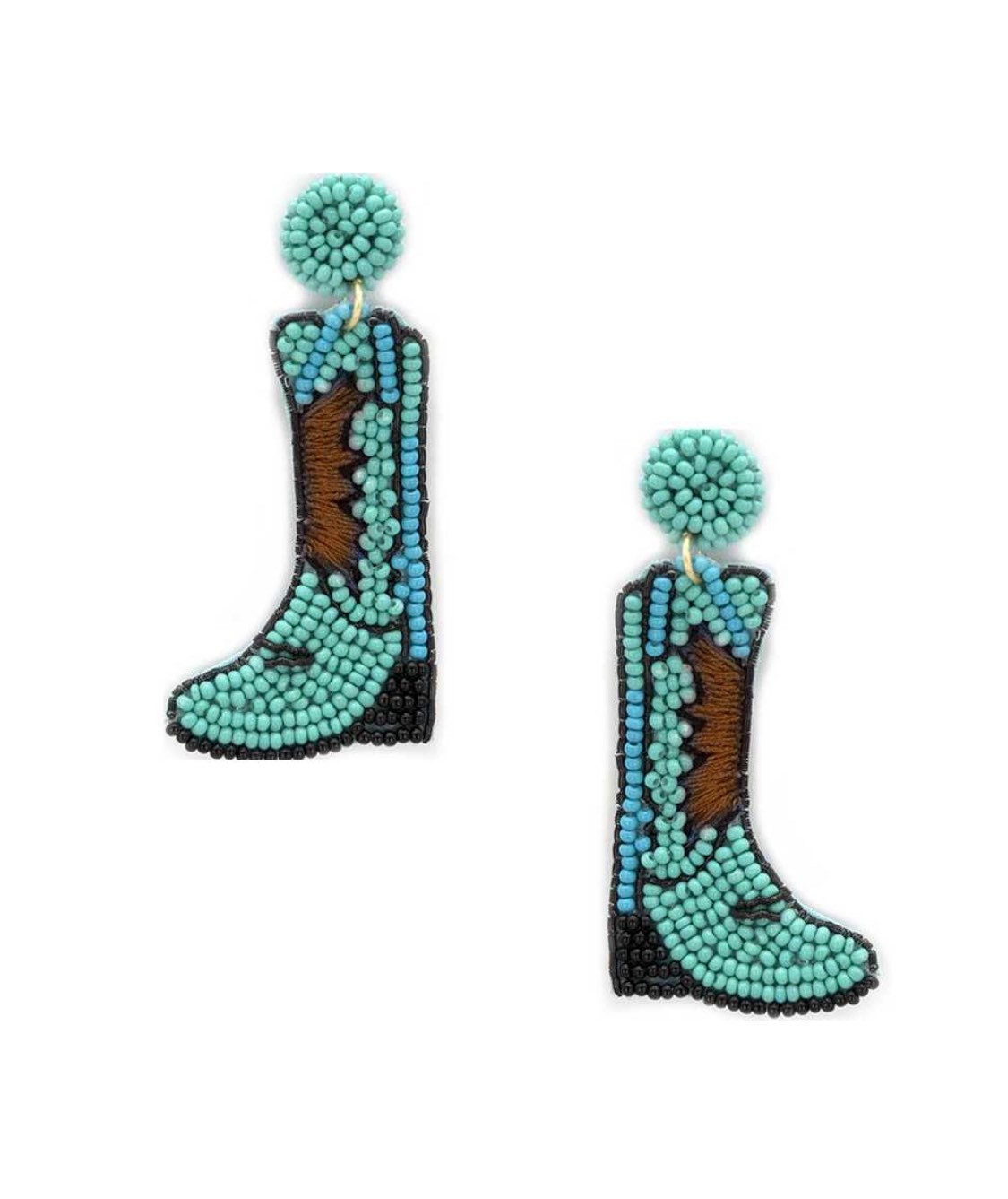 Cowboy Boots Beaded Earrings Pink Boots Earrings - Etsy