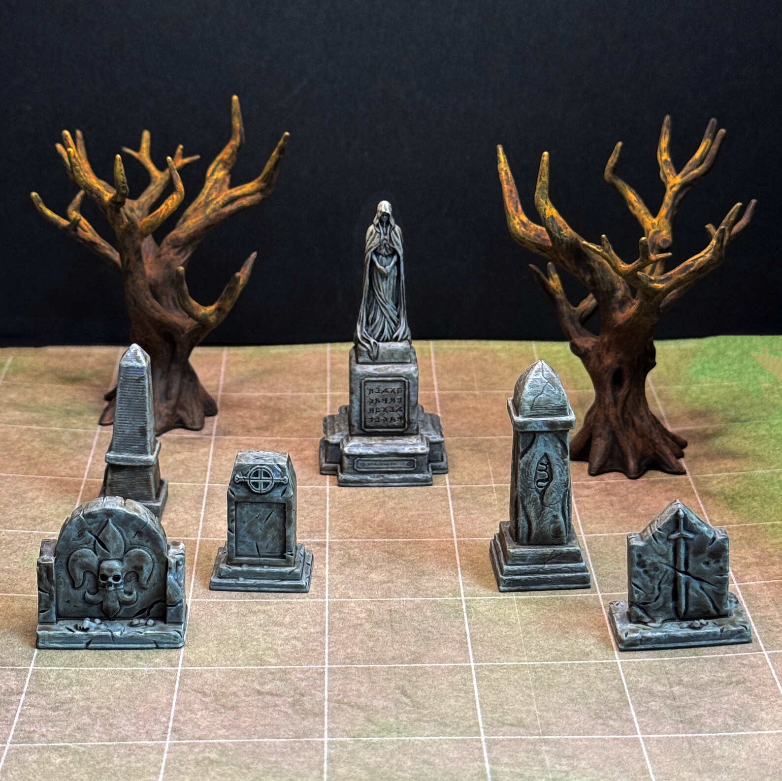 Miniature Graveyard Terrain Set - Painted Game Terrain for Dnd, D&D ...