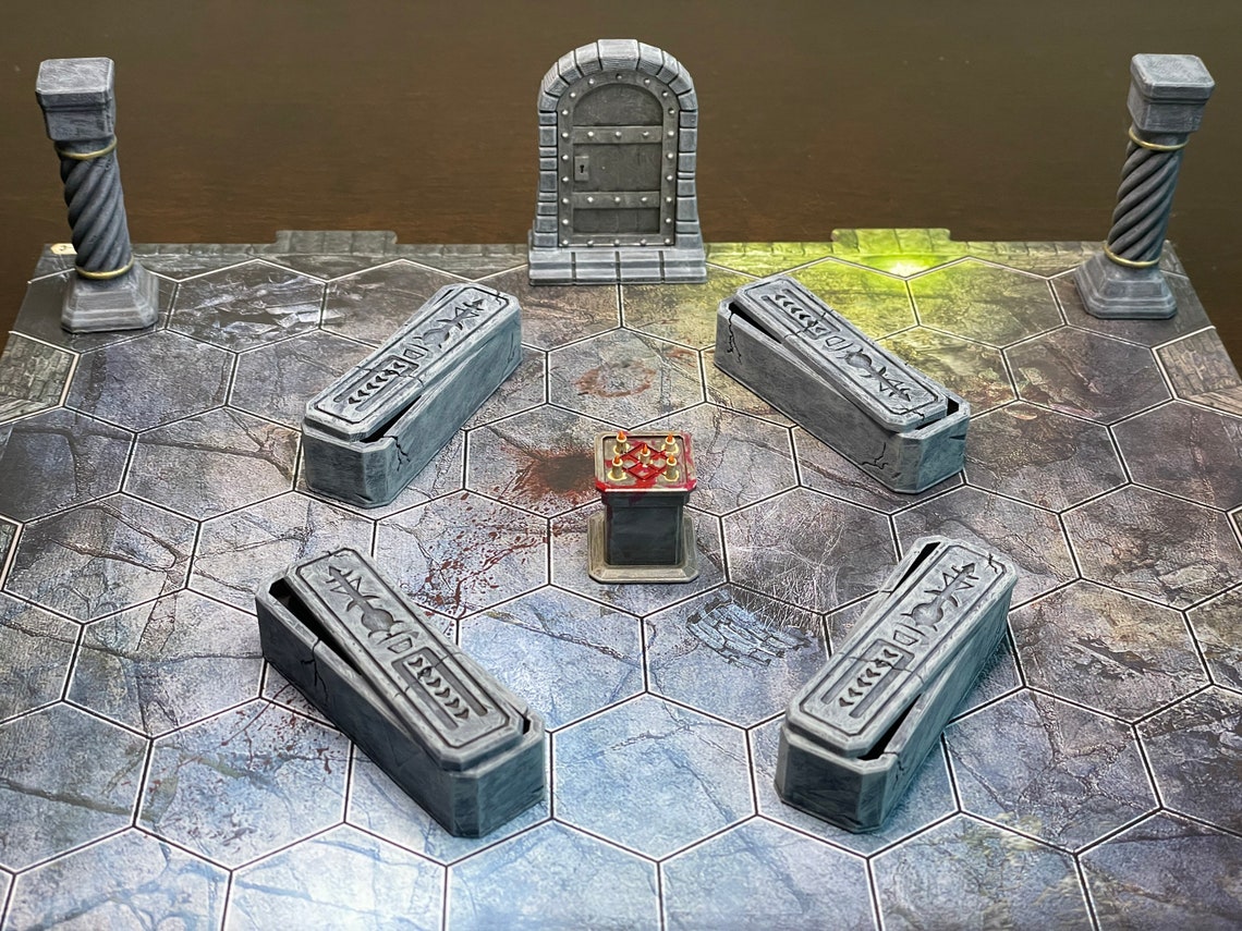 Miniature Temple or Tomb Set - Painted Game Terrain for Dnd, D&D ...