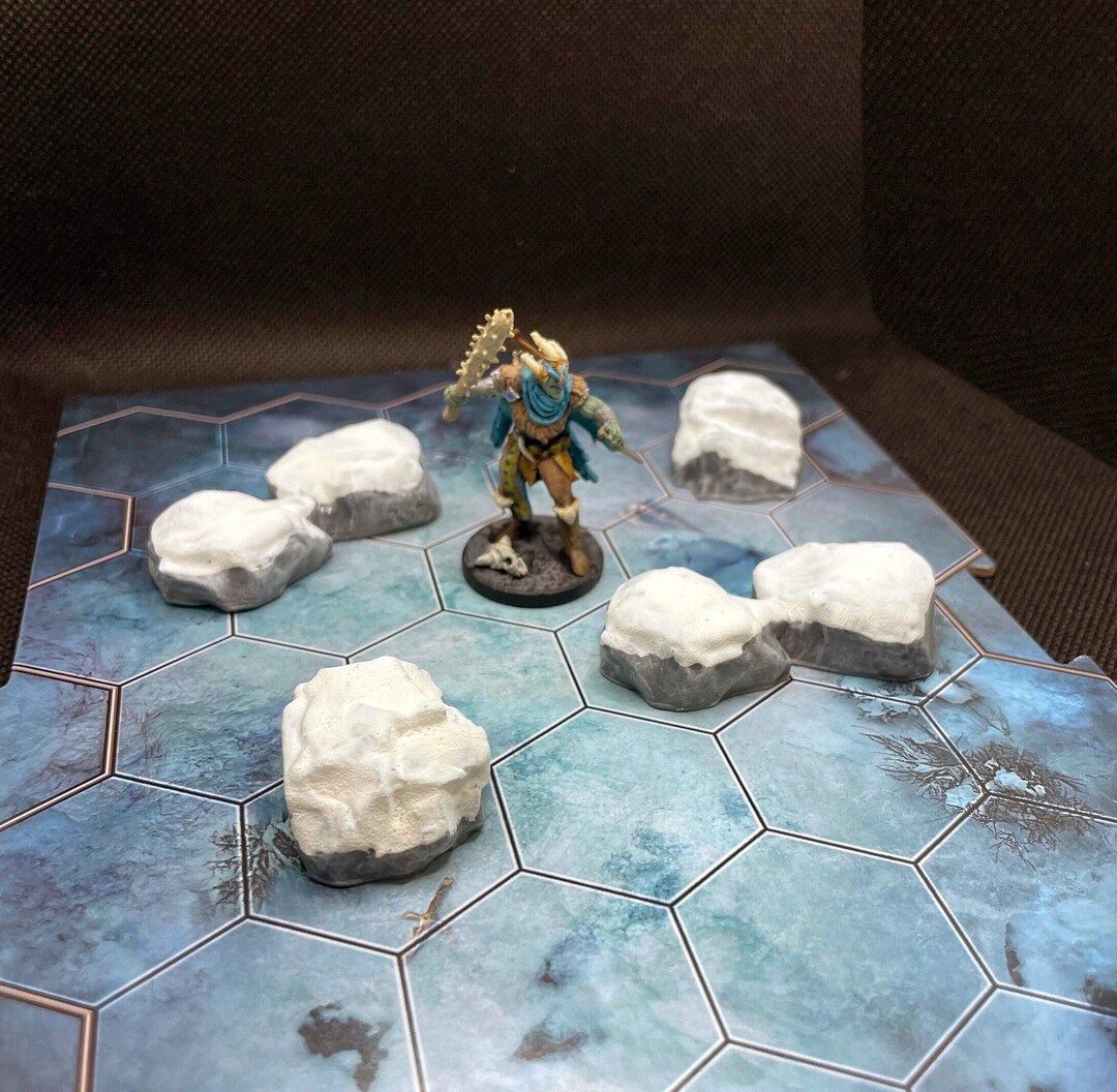 Frosthaven Snow Covered Rocks - 28mm Painted Game Terrain for ...