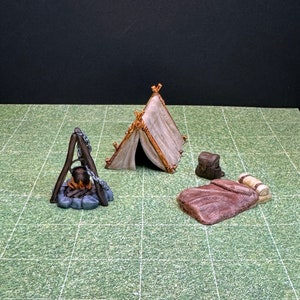 Miniature Camp Set - Painted Game Terrain for D&D, Pathfinder, Tabletop ...