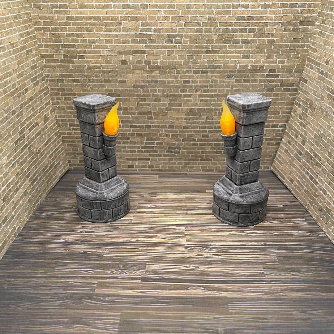 Painted Pillars With Flickering Torch lights Up Miniature Terrain for ...