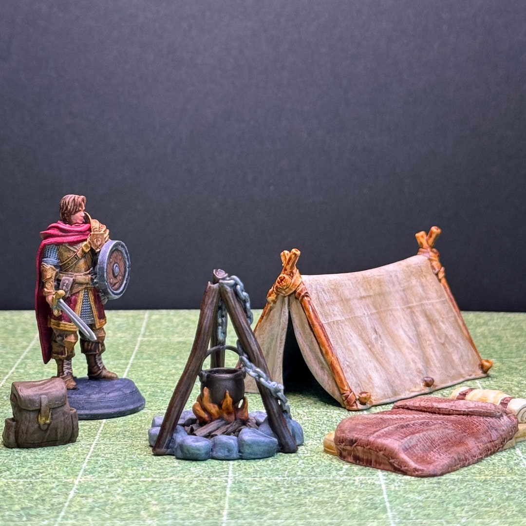 Miniature Camp Set - Painted Game Terrain for D&D, Pathfinder, Tabletop ...