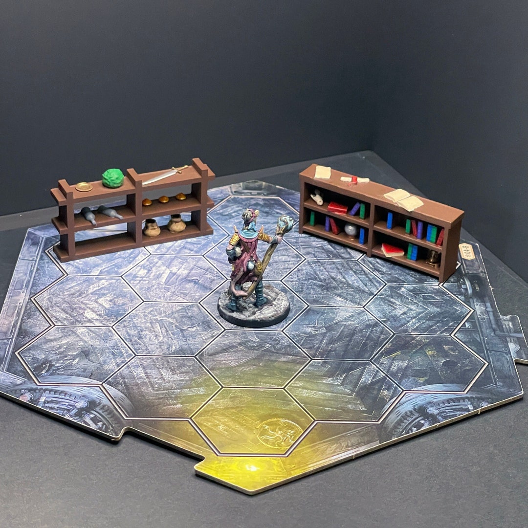 Bookshelves and Supply Shelves 28mm Painted Game Terrain for Frosthaven ...