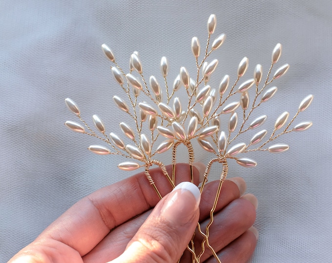 Ivory Pearl Hair Pin Gold Floral Hair Pins Vintage-inspired - Etsy