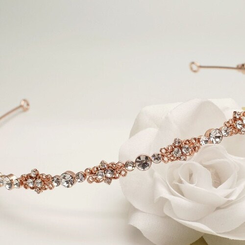 Rose Gold Wedding Headband Crystal Bridal Hair Band Rosegold Etsy