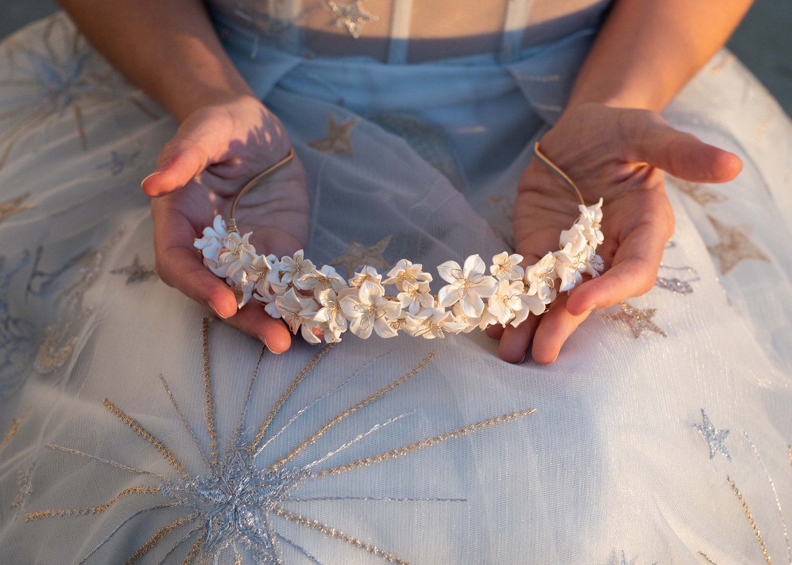 Gold Clay Flower Tiara Floral Bridal Crown Blossom Wedding - Etsy