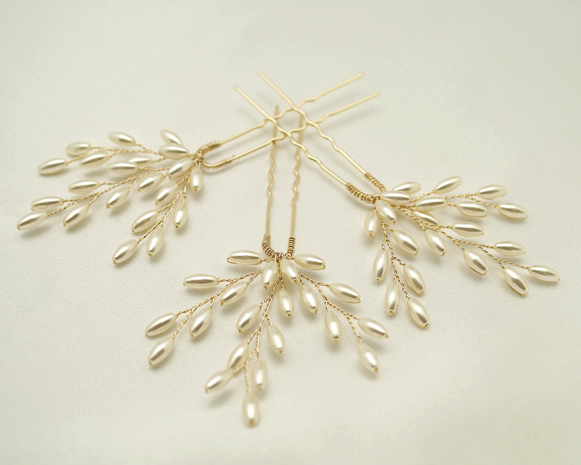 Ivory Pearl Hair Pin Gold Floral Hair Pins Vintage-inspired - Etsy